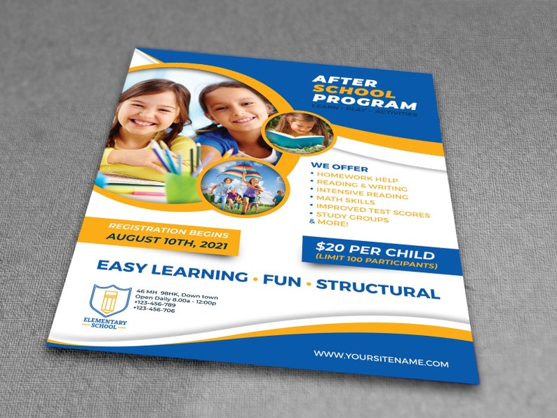 After School Program Flyer Template A4 Size PSD Layer - Etsy