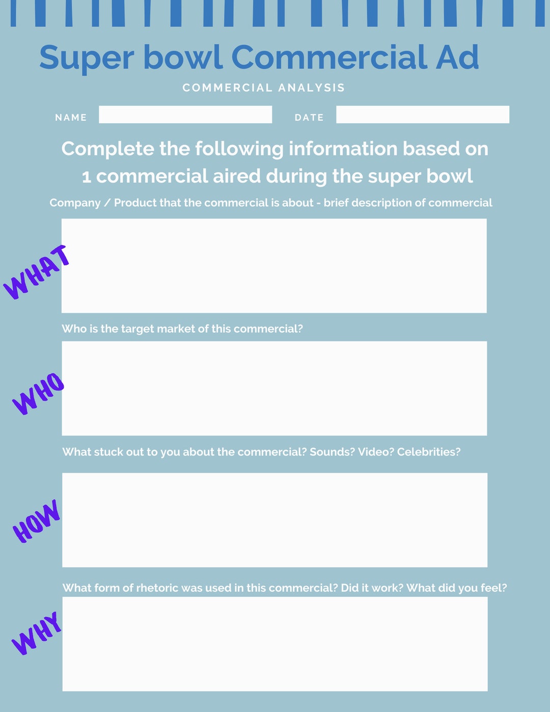 Commercial Analysis Worksheet Lesson - Etsy