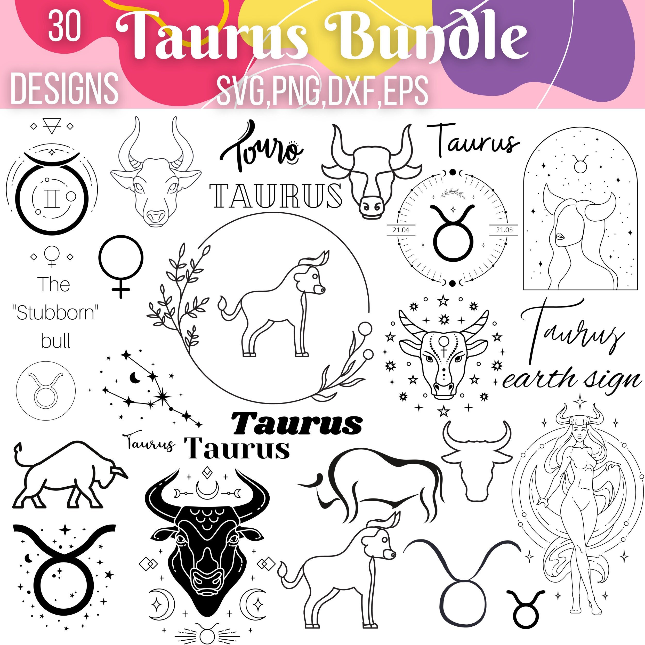 Taurus Svg Bundle Bull Svg Bundle Taurus Svg Zodiac Svg - Etsy Hong Kong