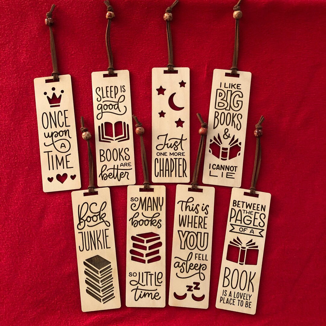 Laser Cut Wood Bookmark: Baltic Birch With Suede Cord - Etsy