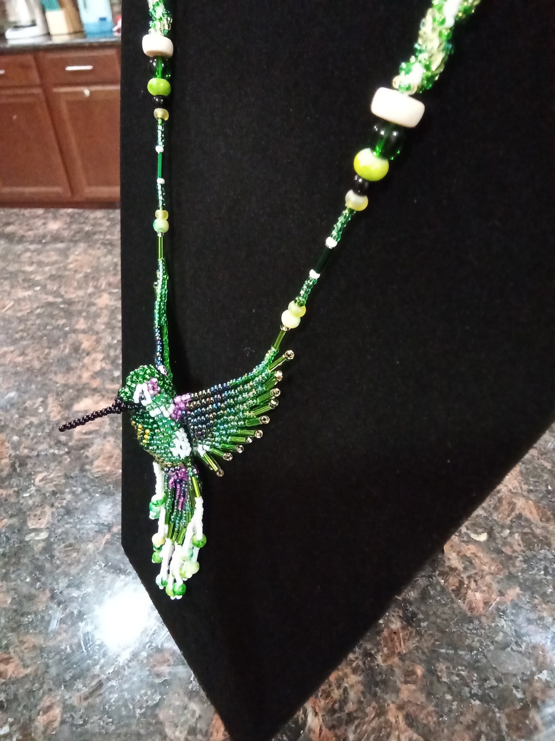 Hummingbird, Suncatcher, Beaded Bird Necklace, Bead Work Art, Ornament ...