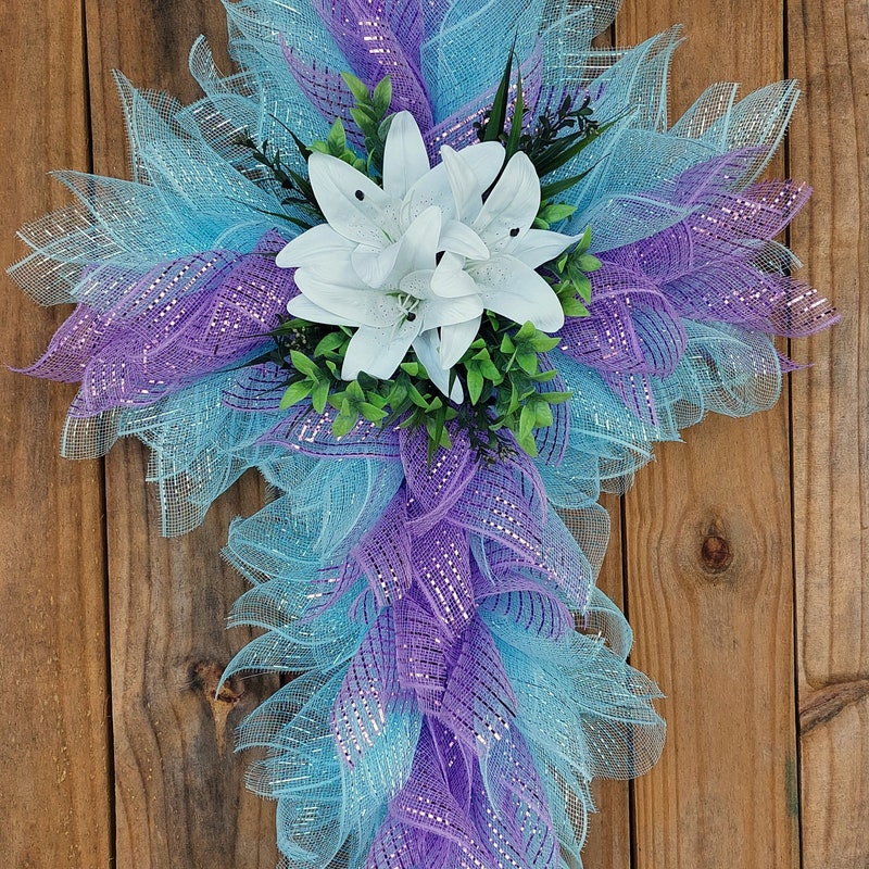 Deco Mesh Cross Wreath - Etsy