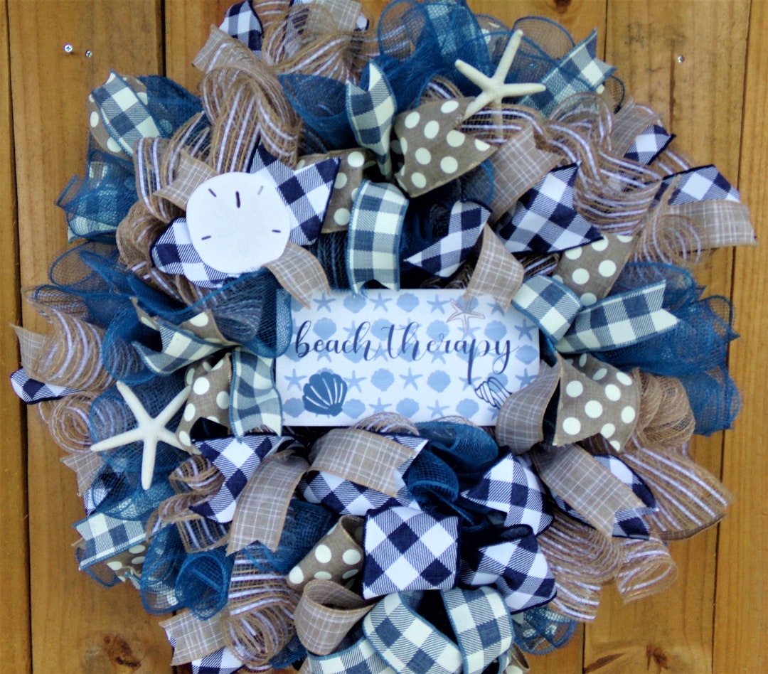 Beach Therapy Wreath, Sand Dollar Wreath, Starfish Wreath, Coastal ...