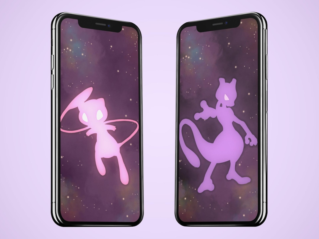 Pokémon Wallpaper Duo, Mew and Mewtwo Wallpaper Couple, Matching ...