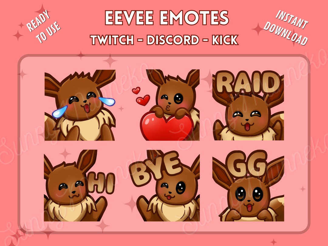 Eevee Emotes - Pokemon Emotes - Eevee Emoji - Twitch, Discord, Cute ...
