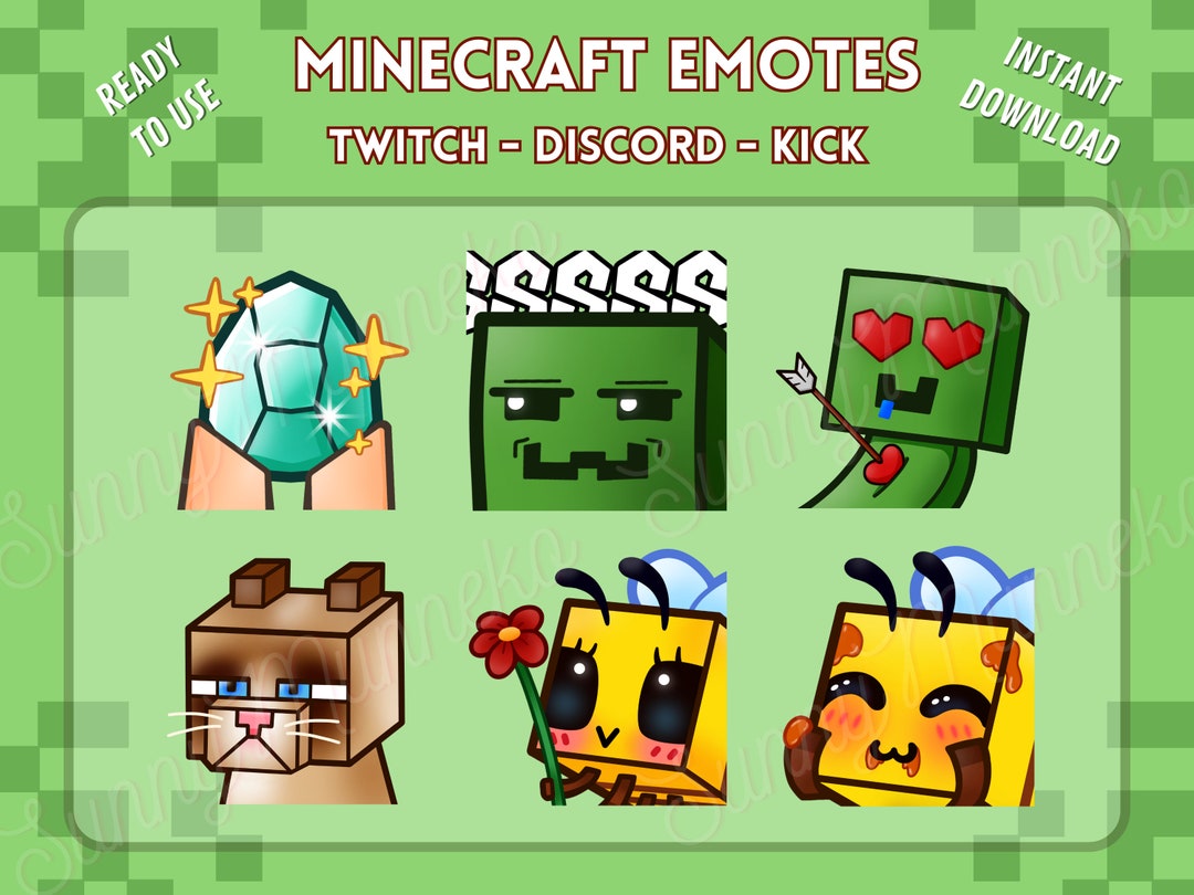 Minecraft Emotes - Pack of 6 Emotes for Twitch - Handmade & Cute Emotes ...