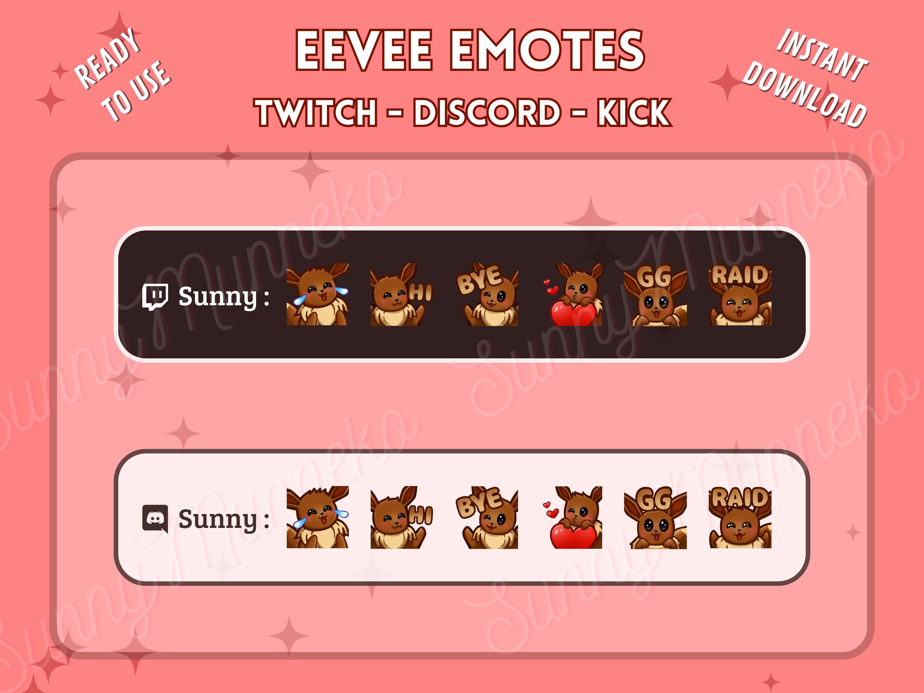 Eevee Emotes - Pokemon Emotes - Eevee Emoji - Twitch, Discord, Cute ...