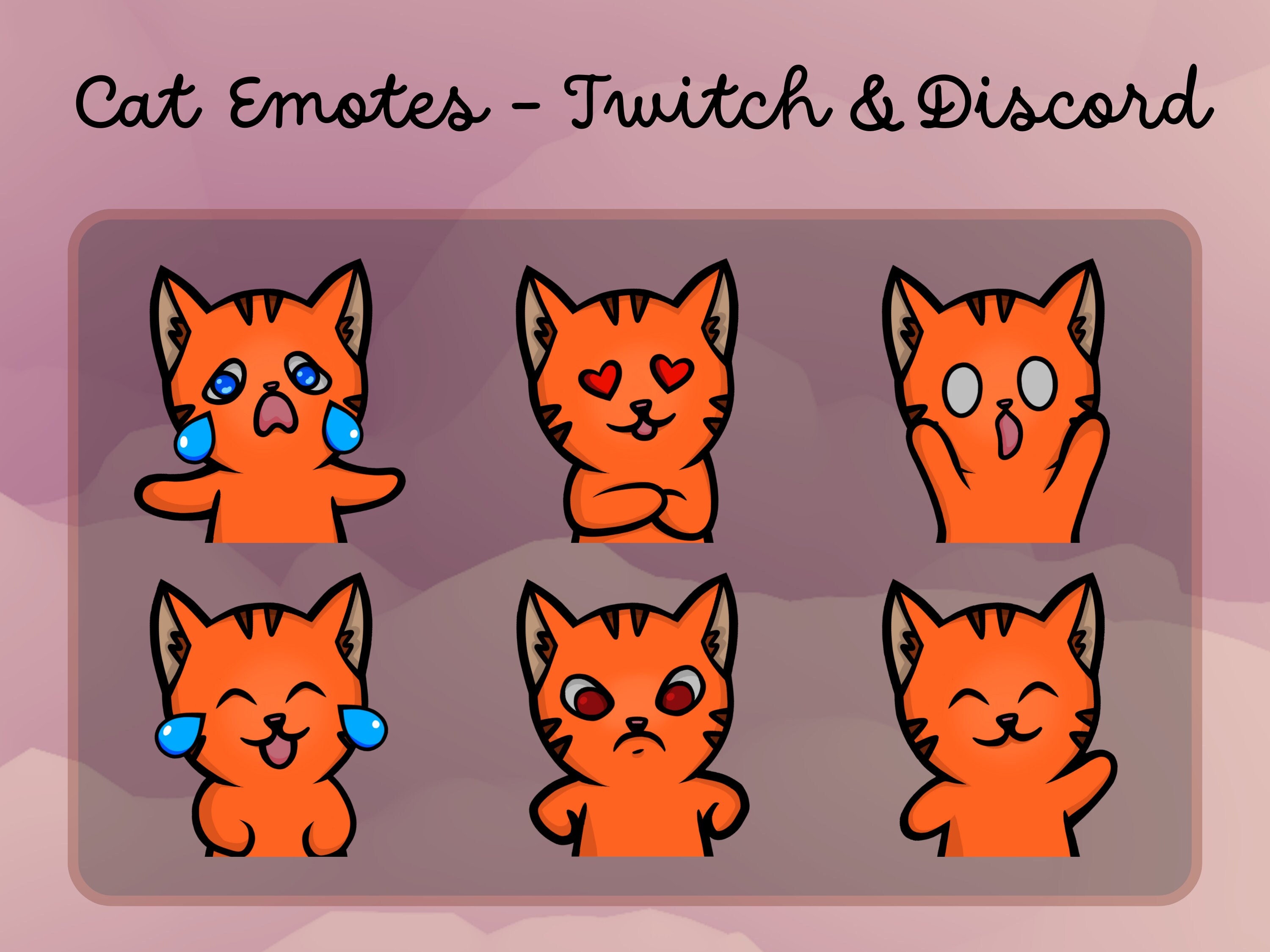 Twitch and Discord Emotes Cat Emotes Cute Cat in PNG With - Etsy