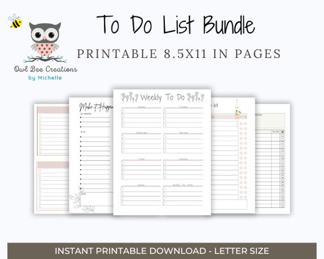 To Do List Bundle Printable to Do List to Do Checklist Planner Page ...