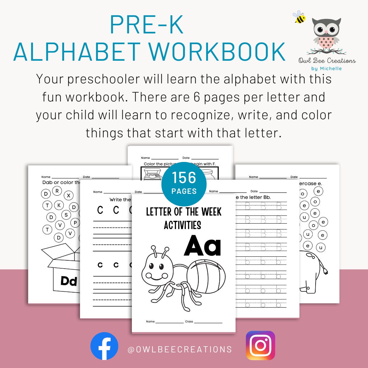 Alphabet Letter Worksheet Workbook Preschool, Pre-k Kindergarten - Etsy