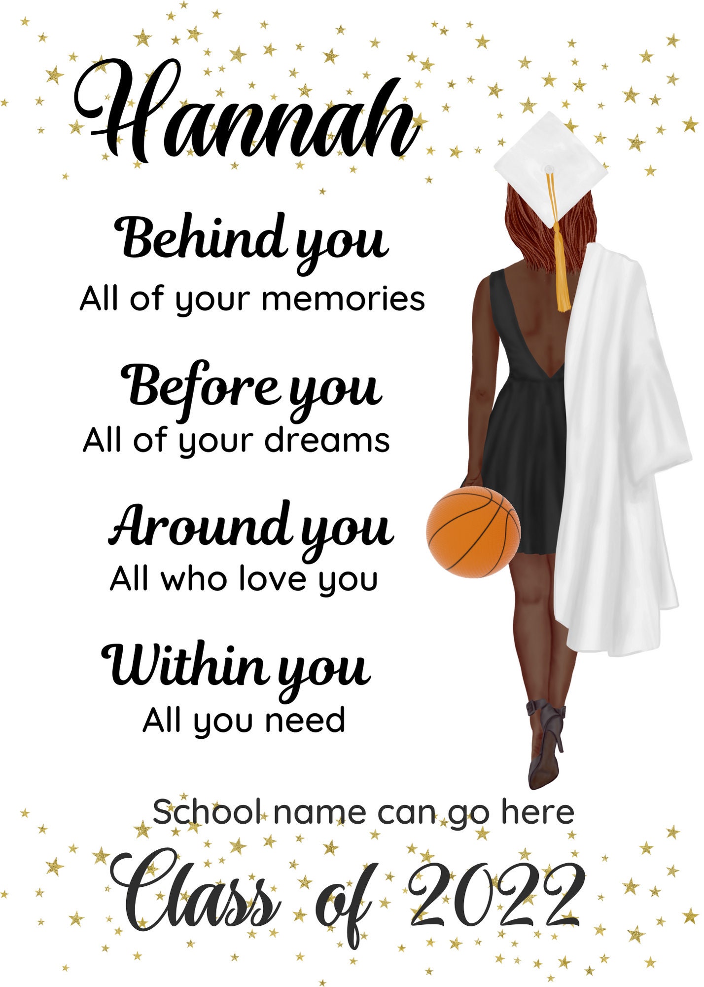 GRADUATION Girl Card Customizable DIGITAL FILE High School College 8th ...