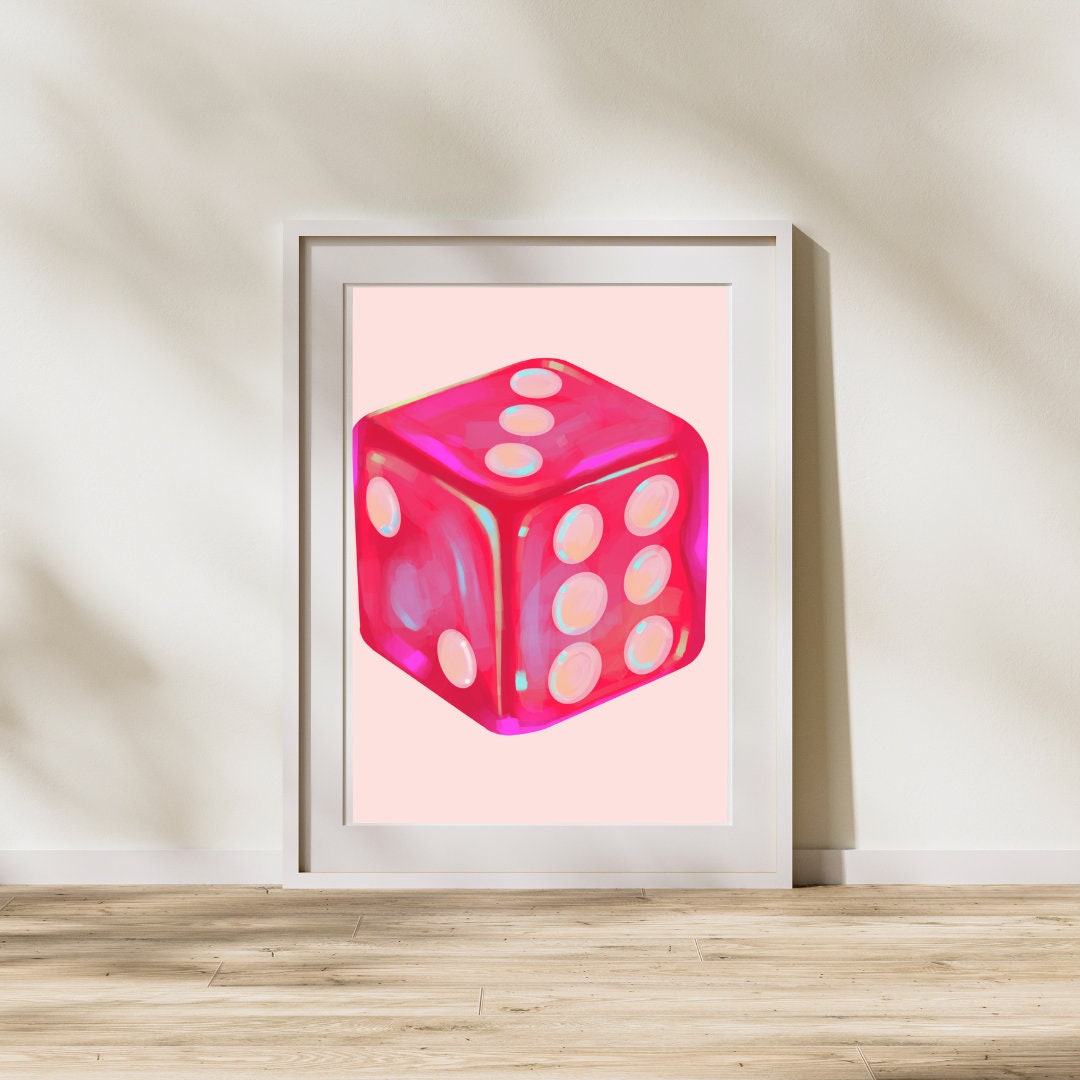 Dice Trendy Wall Art Printable Poster Girly Aesthetic Pink Room Decor ...