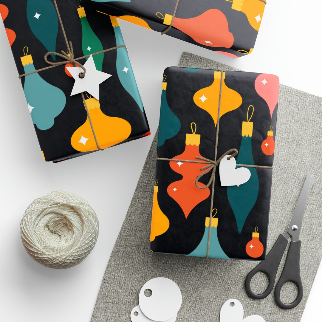 Modern Christmas Wrapping Papers With Black and Colorful - Etsy UK