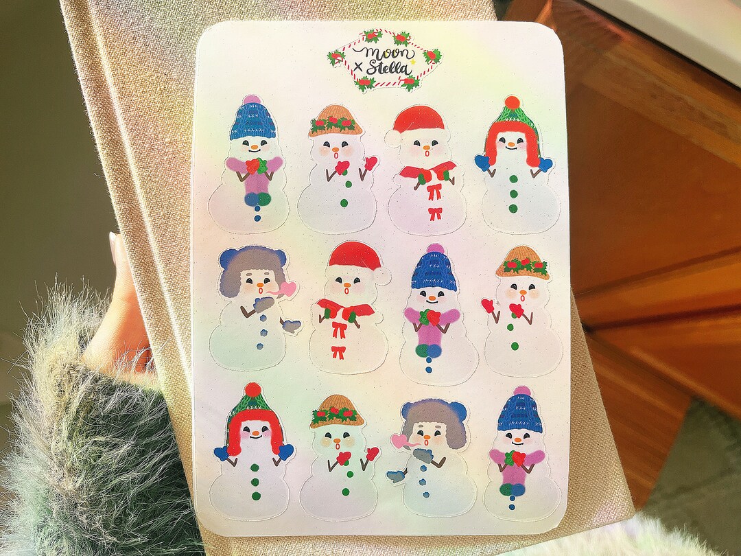 Vintage Style Cute Snowman Sticker Sheets Perfect for the Christmas ...
