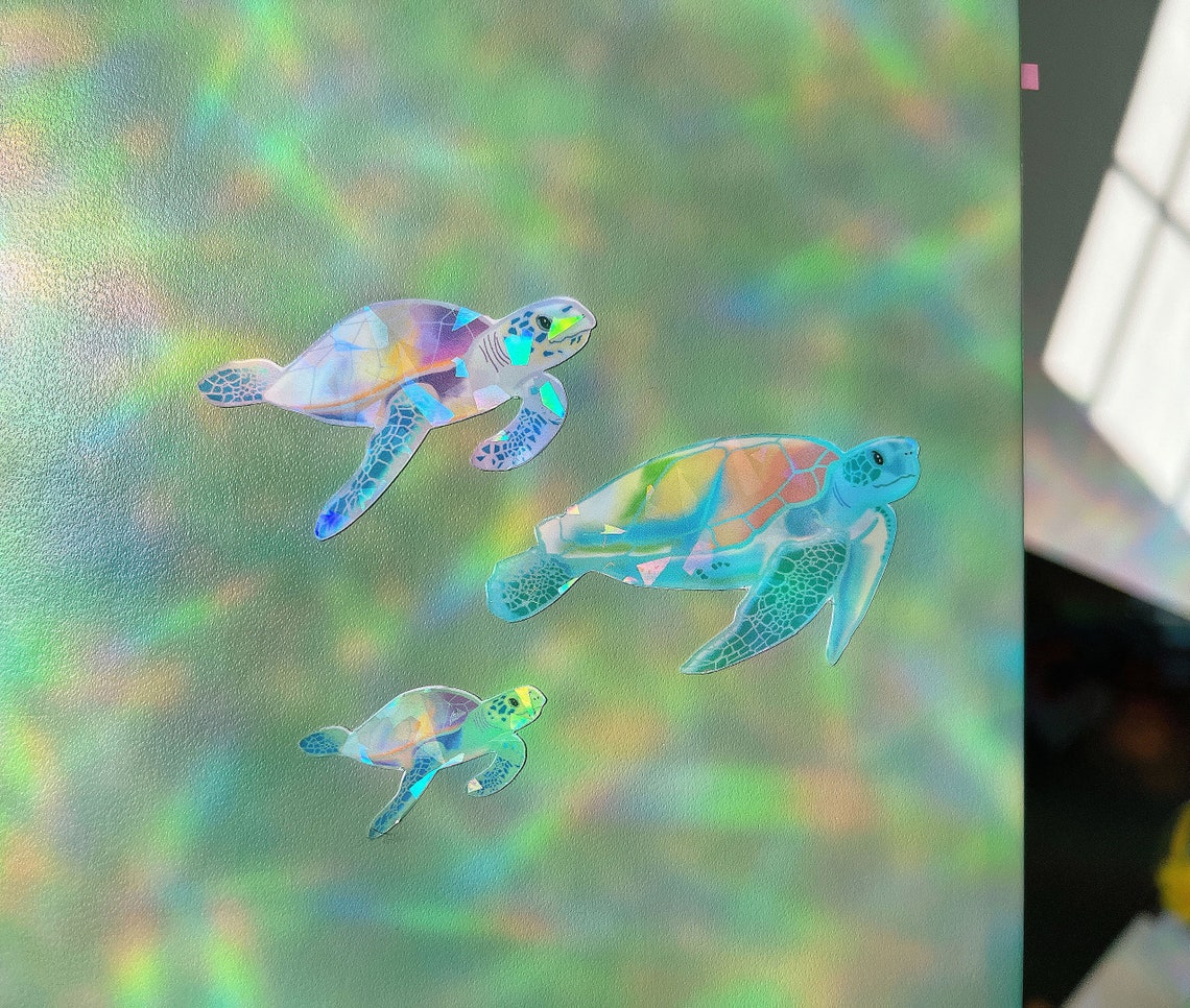 Sea Turtle Family Stickers 5pcs Waterproof Holographic - Etsy