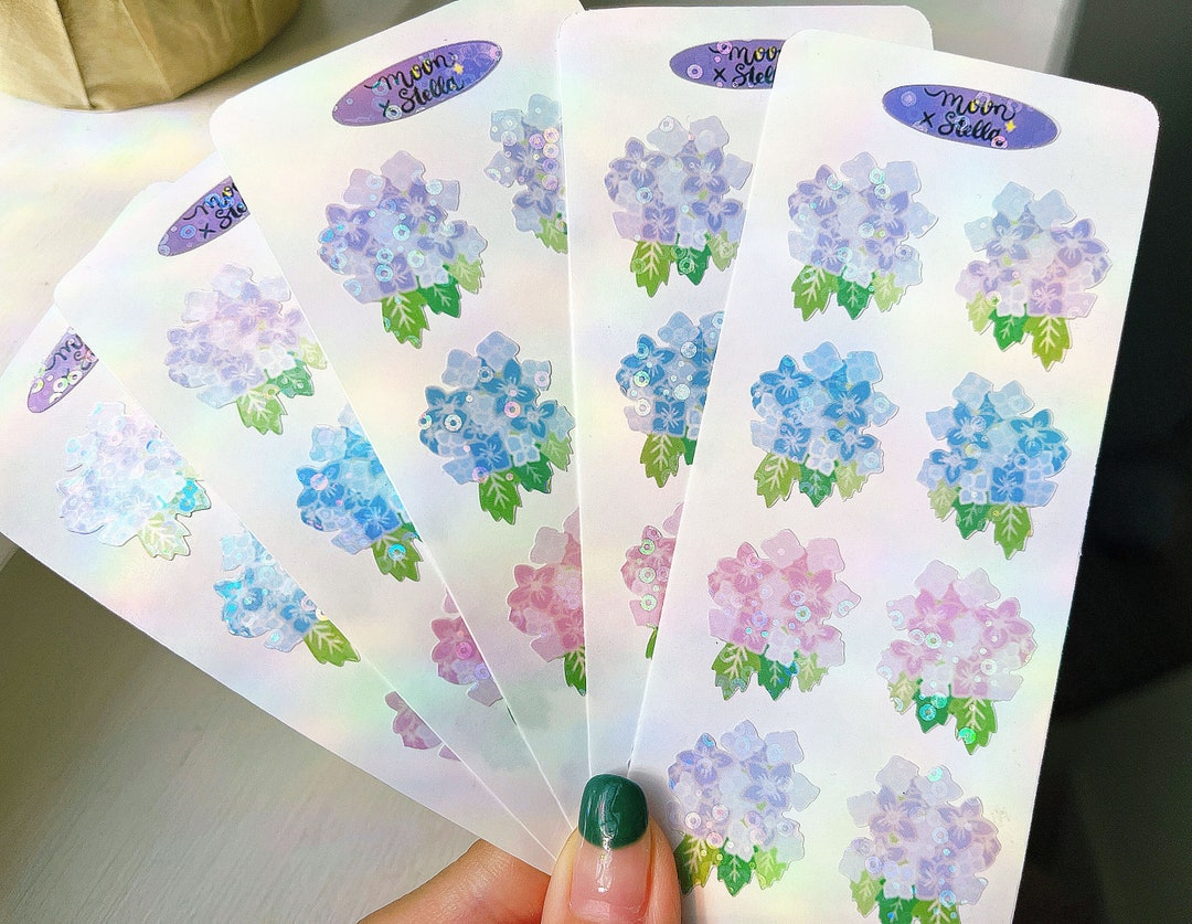 Hydrangea Stickers, Vintage Style Sheets | Holographic & Waterproof ...