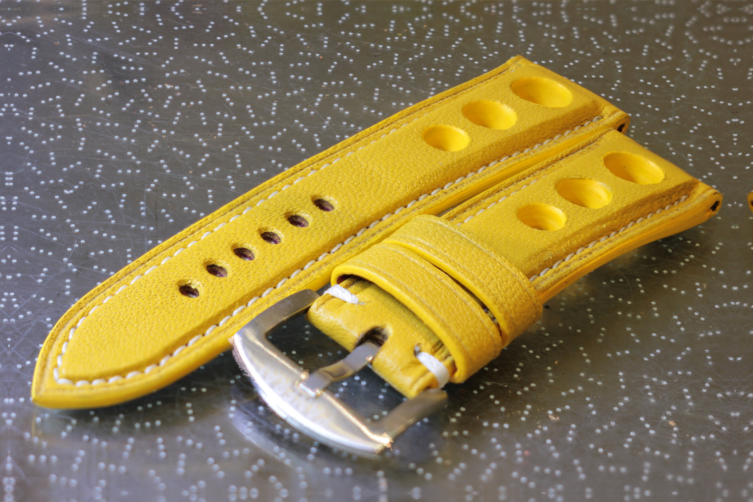Yellow Rally Handmade Watch Strap Compatible With Panerai U Boat Seiko ...