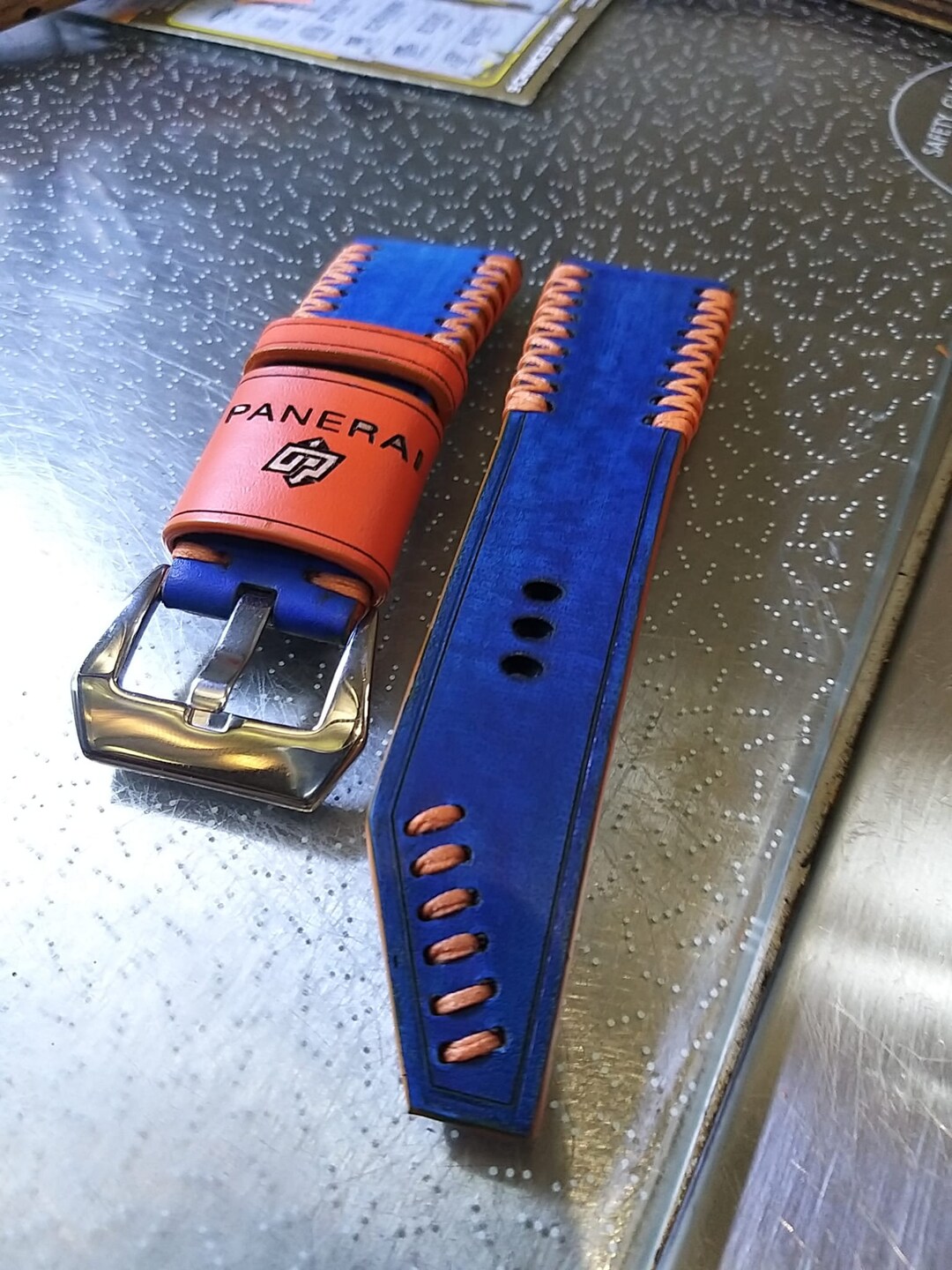 Blue/orange Rally Handmade Watch Strap Compatible With Panerai U Boat ...