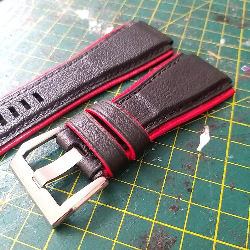 Black/red Rally Handmade Watch Strap Compatible With BELL ROSS ,u Boat ...