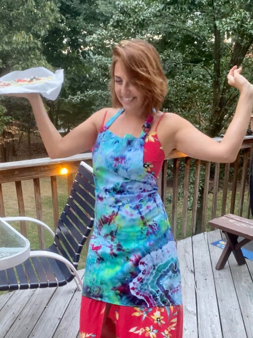 Tie Dye Apron for Adult, Adjustable Neck, Pockets, Geode Tie Dye Apron ...