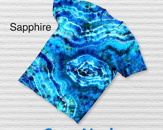 Large Colorful Geode Tie Dye T-shirt, Green, Gold & Blue Agate Ice Dye ...