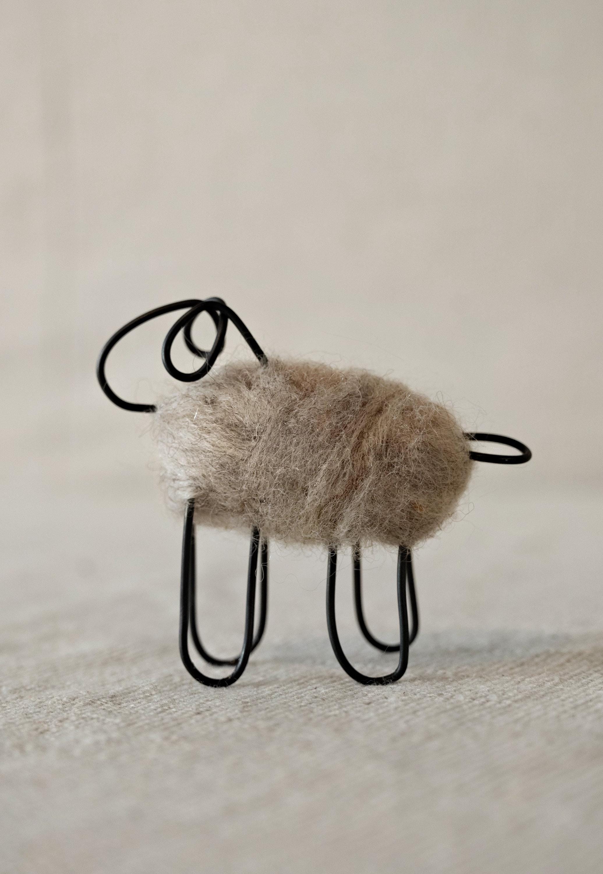 Handcrafted Wire Art Sheep With Wool Body - Adorable Home Decor - Etsy