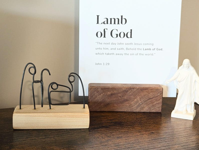 Mini Handmade Christmas Nativity Wire Sign Wood Decor Baby Jesus ...