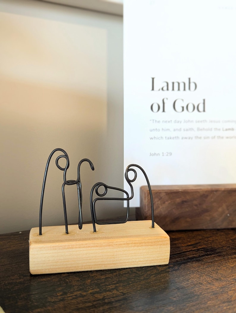 Mini Handmade Christmas Nativity Wire Sign Wood Decor Baby Jesus ...