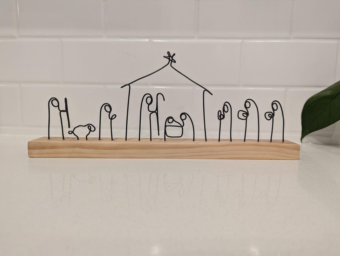 Wire Christmas Nativity Sign Entire Nativity Christian Art Decoration ...