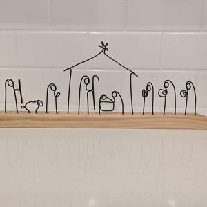 Wire Christmas Nativity Sign Entire Nativity Christian Art Decoration ...