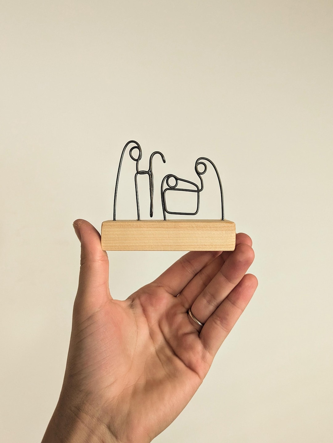 Mini Handmade Christmas Nativity Wire Sign Wood Decor Baby Jesus ...