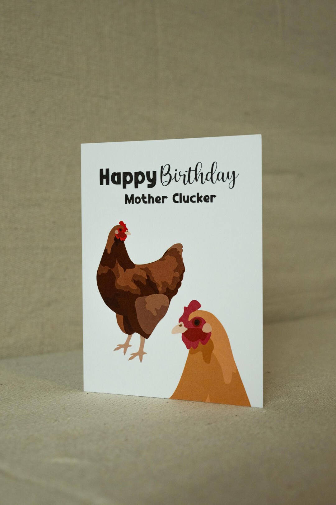 Funny Chicken Card Happy Birthday Mother Clucker Illustration - Etsy