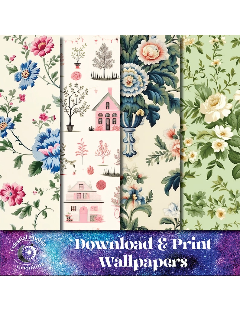 Wallpaper Repeatable Patterns to Download, Print, Use in 1:12 Scale ...