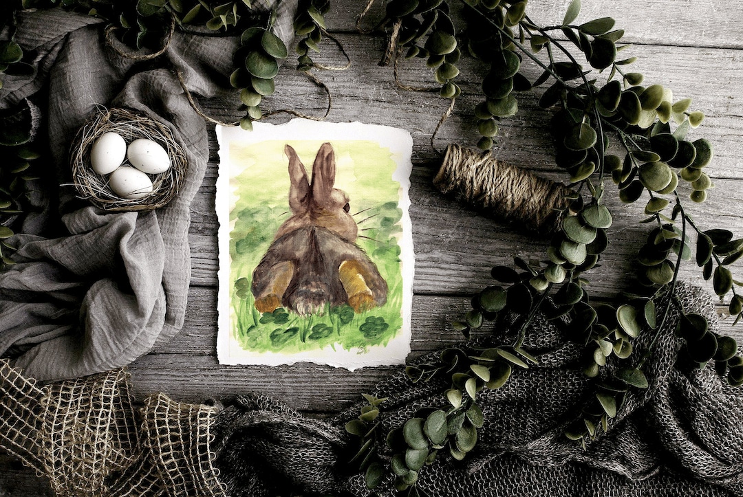 Bunny Bum - Print of Watercolor Painting | Adorable Rabbit Fit to ...