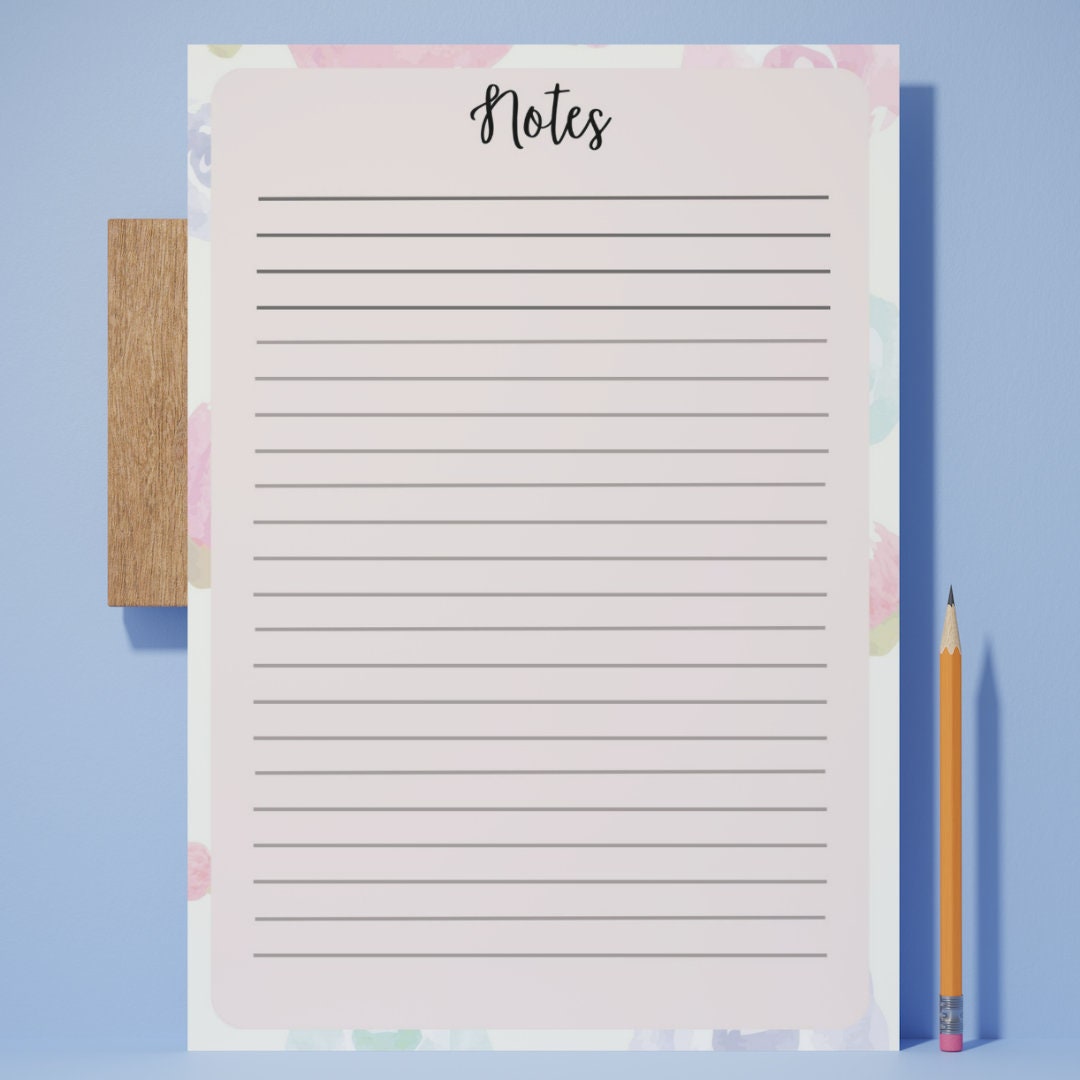 Imprimibles de Bloc de notas digital A4, Páginas de Bloc de notas ...