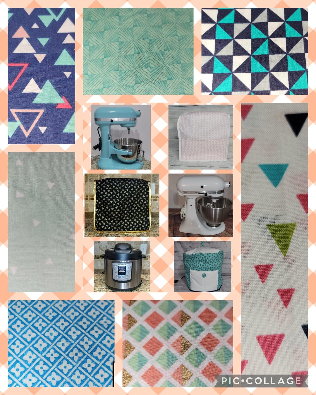 Triangle Diamonds Square Handcrafted Dust Covers for Kitchenaid Mixers ...
