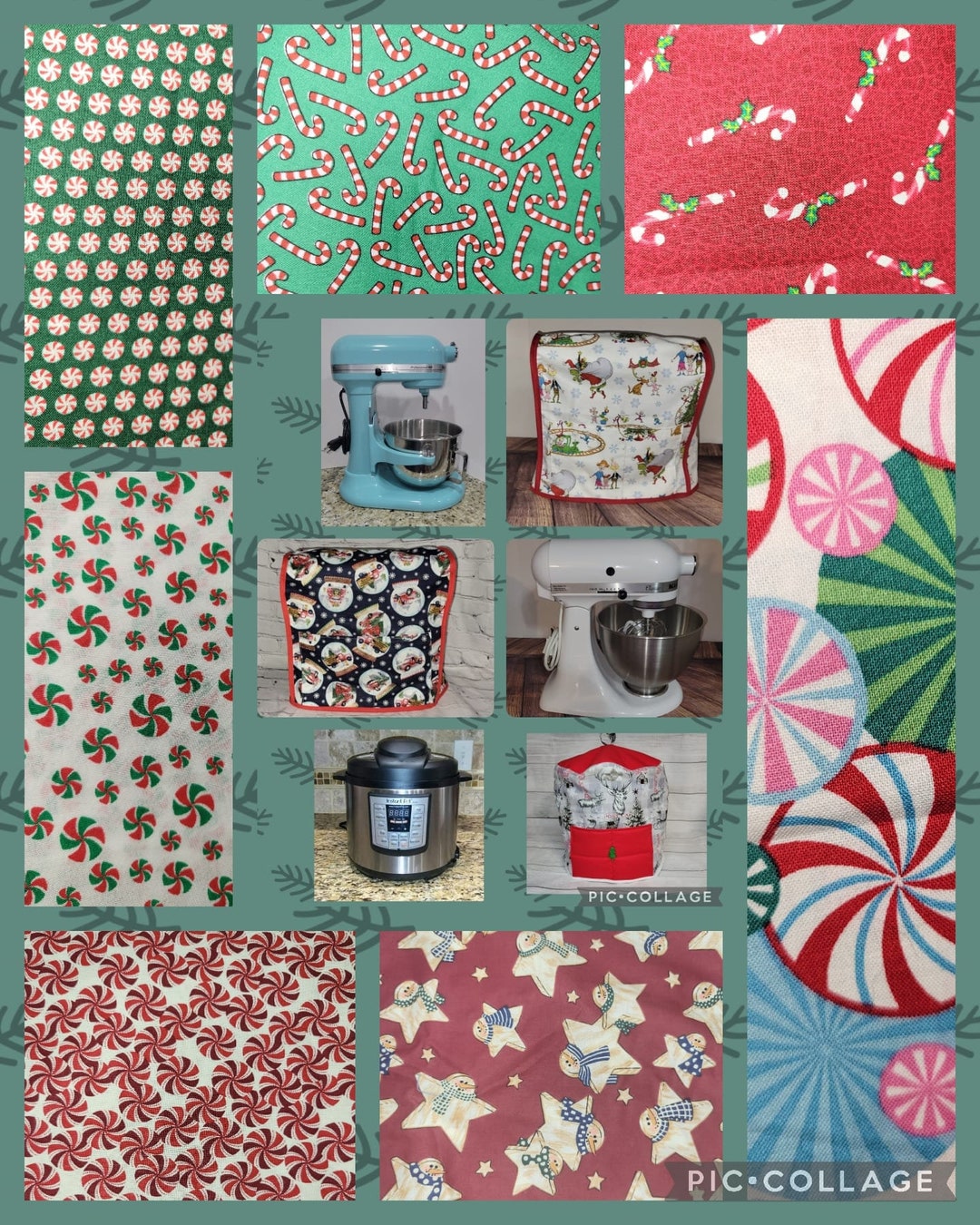 Christmas Peppermint Snow Handcrafted Dust Cover for Kitchenaid Mixer ...