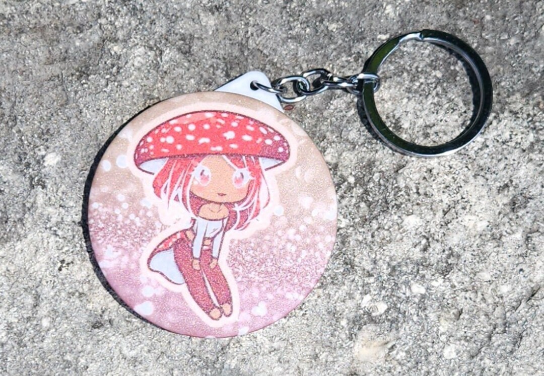 Toadstool Girl Mirror Keychain - Etsy