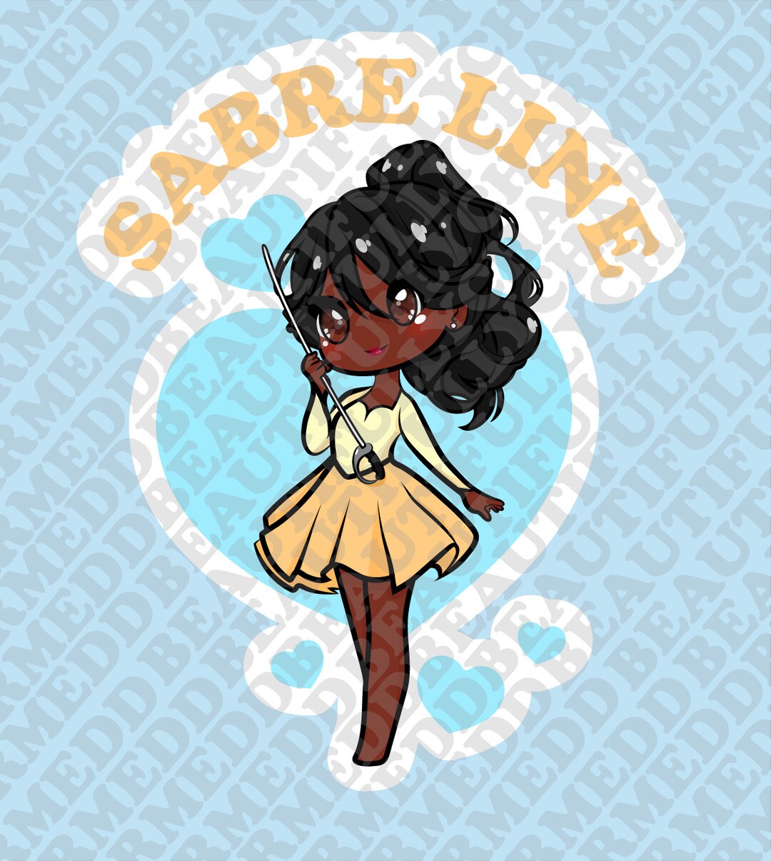 Sabre Line Dark Skin Black Hair Color Guard Sticker - Etsy