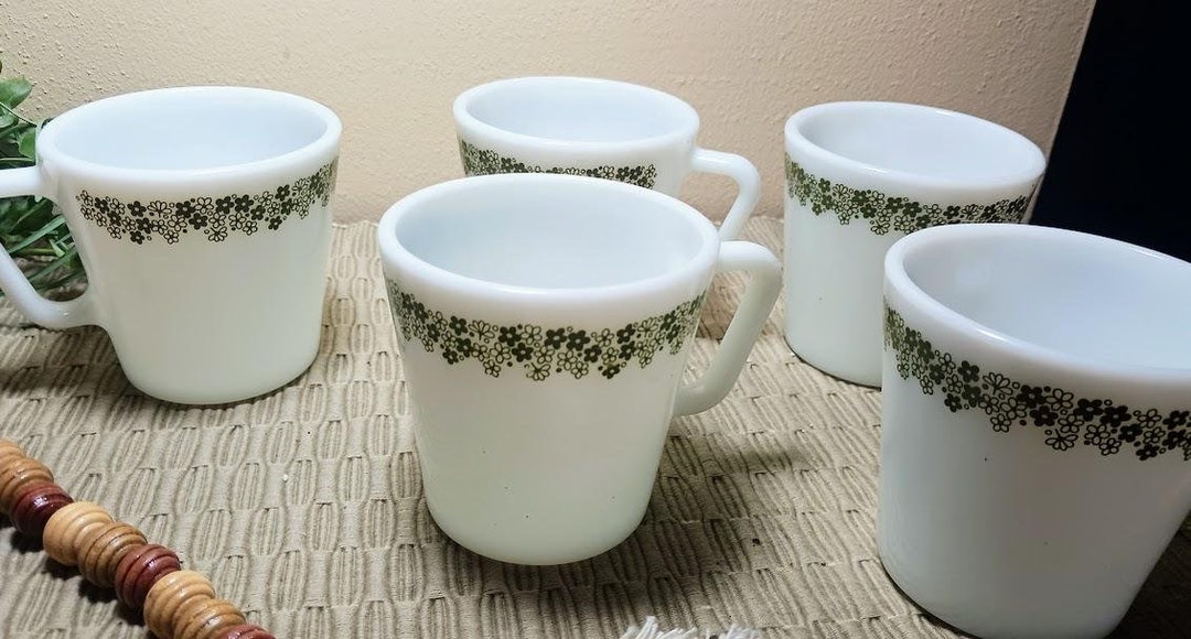 Vintage PYREX Coffee Mug - D Handle Spring Blossom Crazy Daisy Set of ...