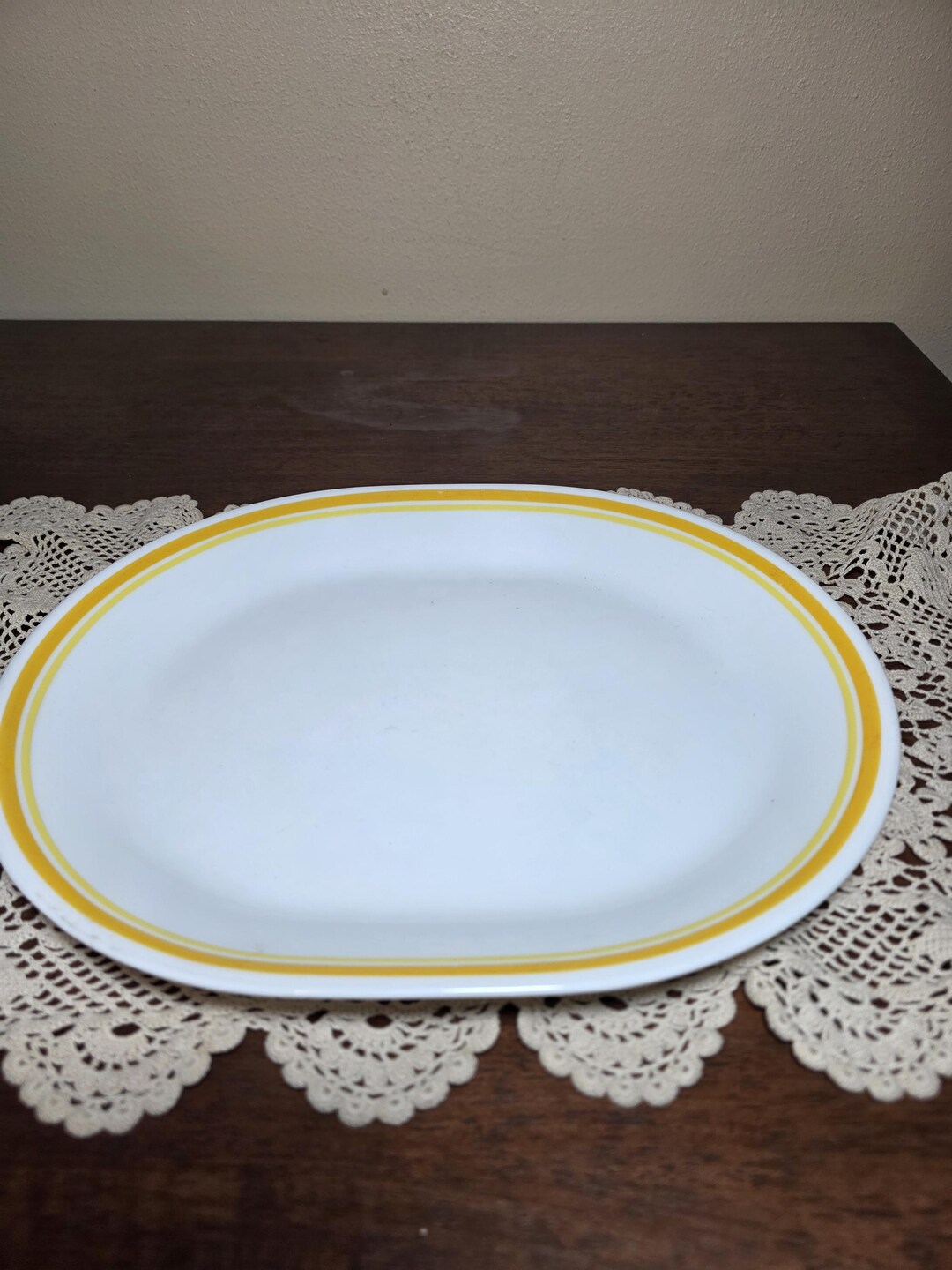 Vintage Corelle Citrus Yellow Orange Dual Band Striped Serving Platter ...