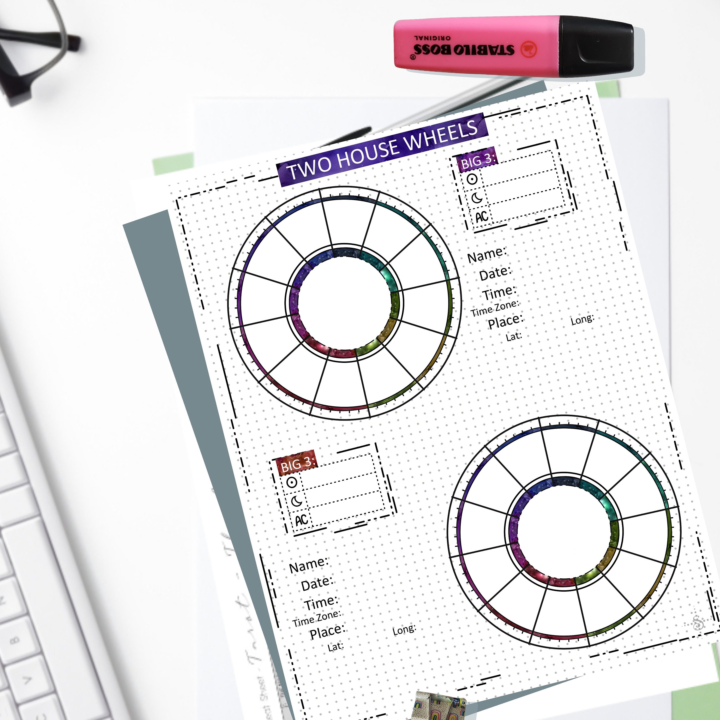 Blank, Relationship Astrology, Black and White and Color, Two Chart ...