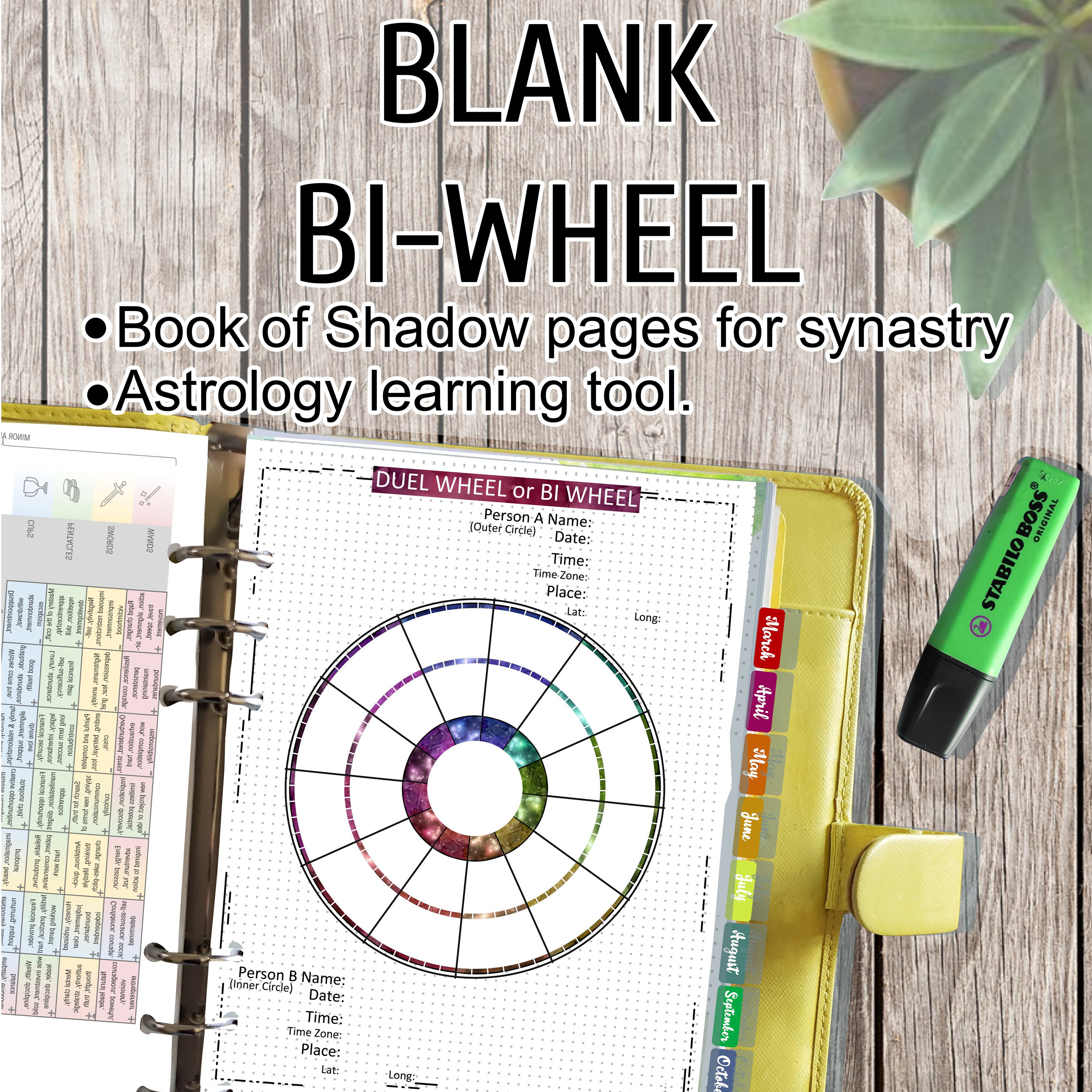 Blank Bi Wheel or Duel Chart for Synastry, Relationship Compatibly ...