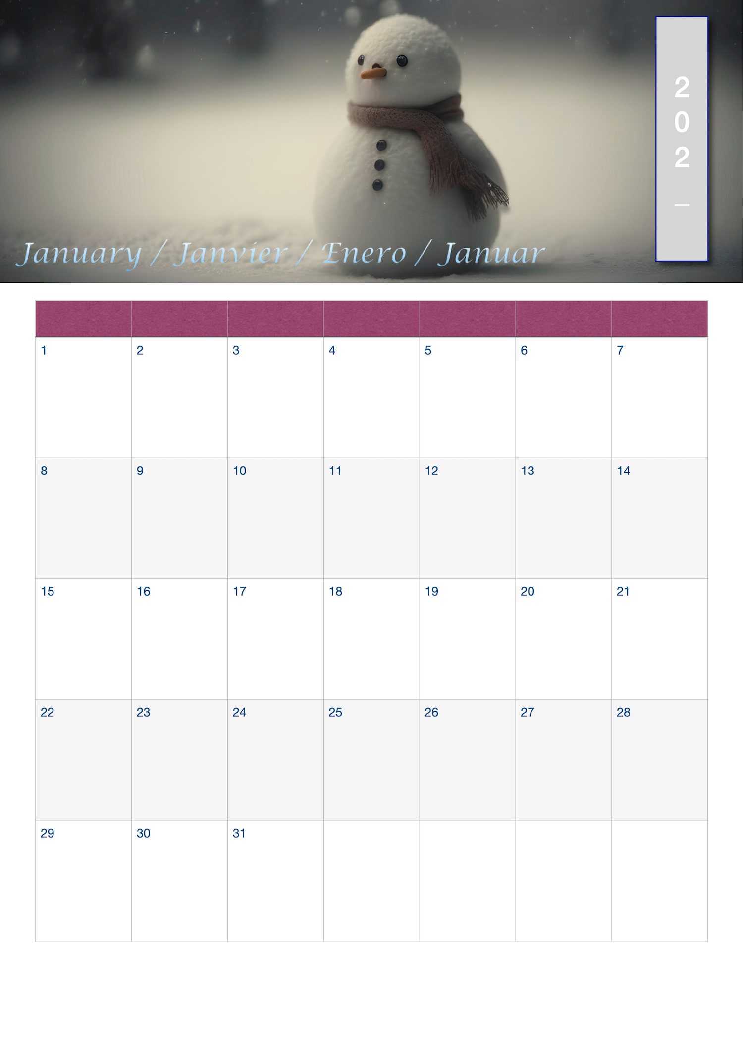 12 Month Customizable PDF Calendar Print as Many as You - Etsy