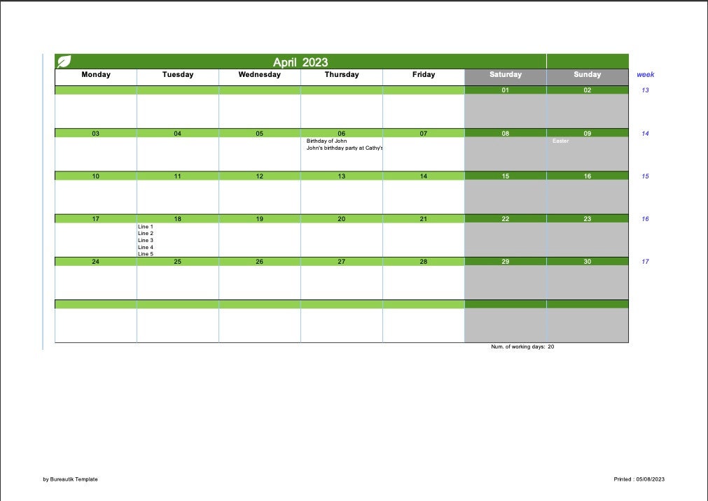 Printable and Customizable Ms-excel Perpetual Calendar, Year and Month ...