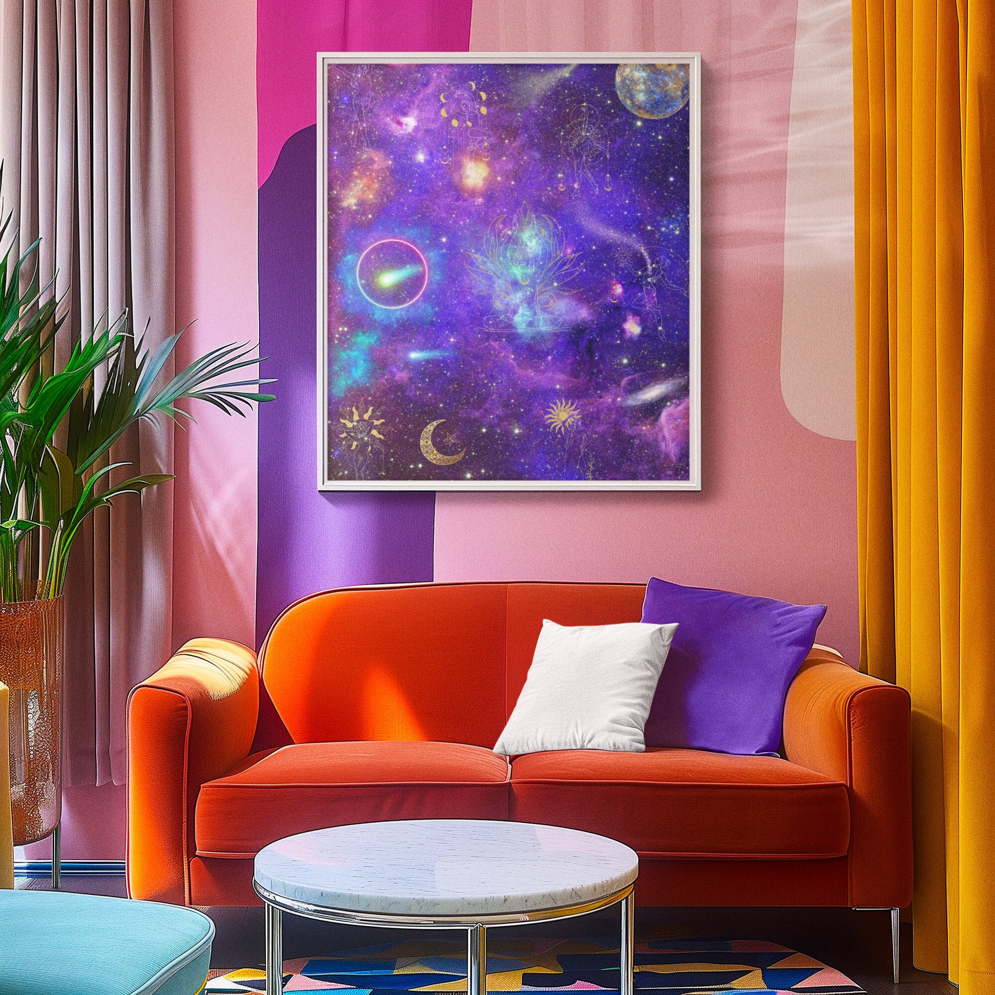 Space Goddess Art Print, Celestial Portrait, Cosmic Wall Decor, Galaxy ...