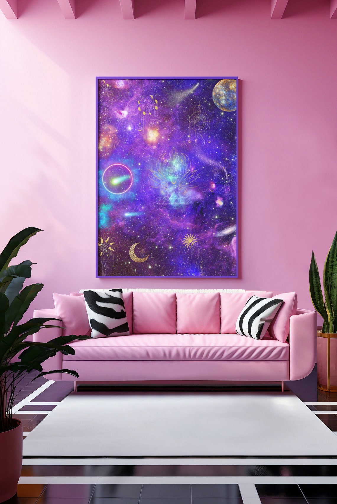 Space Goddess Art Print, Celestial Portrait, Cosmic Wall Decor, Galaxy ...
