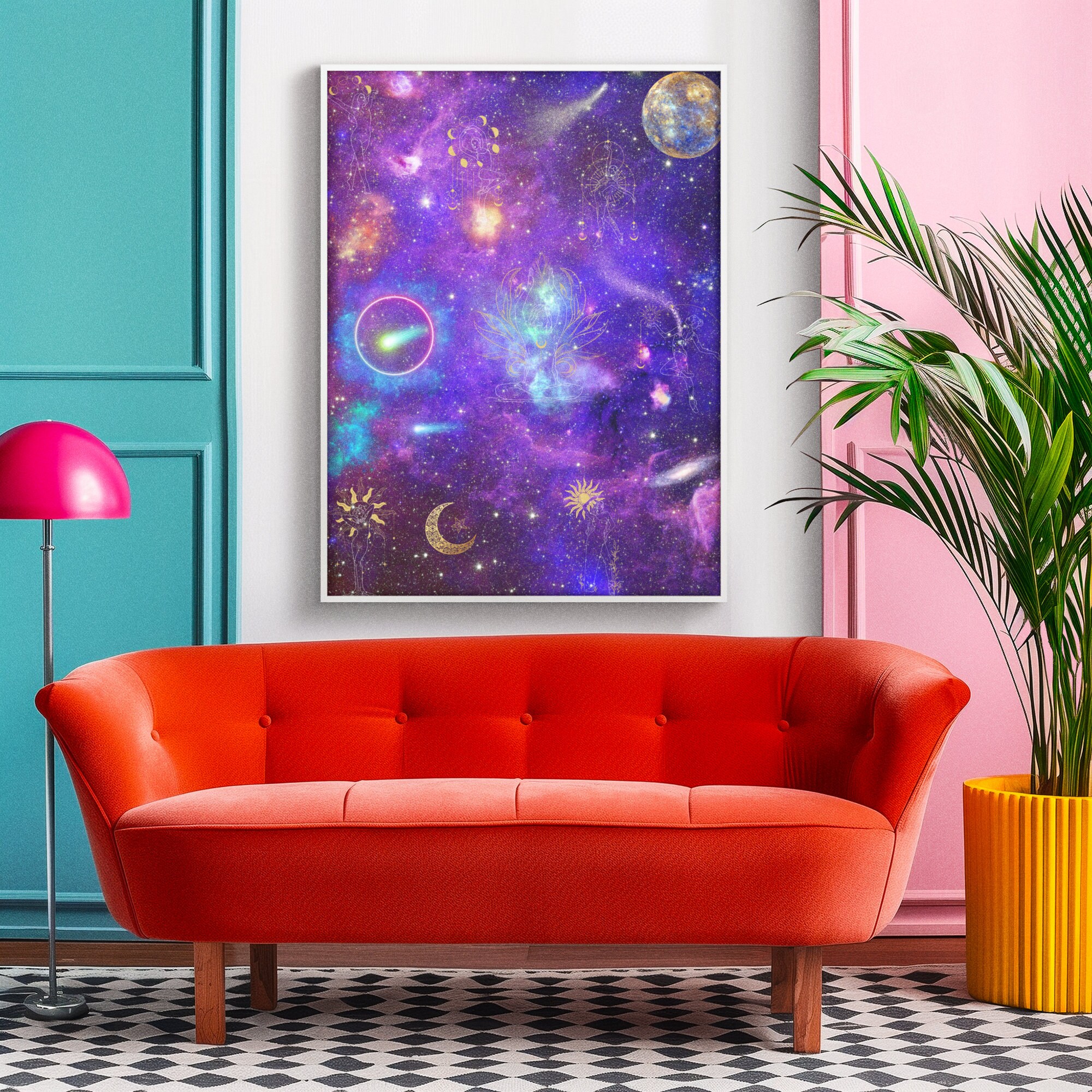 Space Goddess Art Print, Celestial Portrait, Cosmic Wall Decor, Galaxy ...