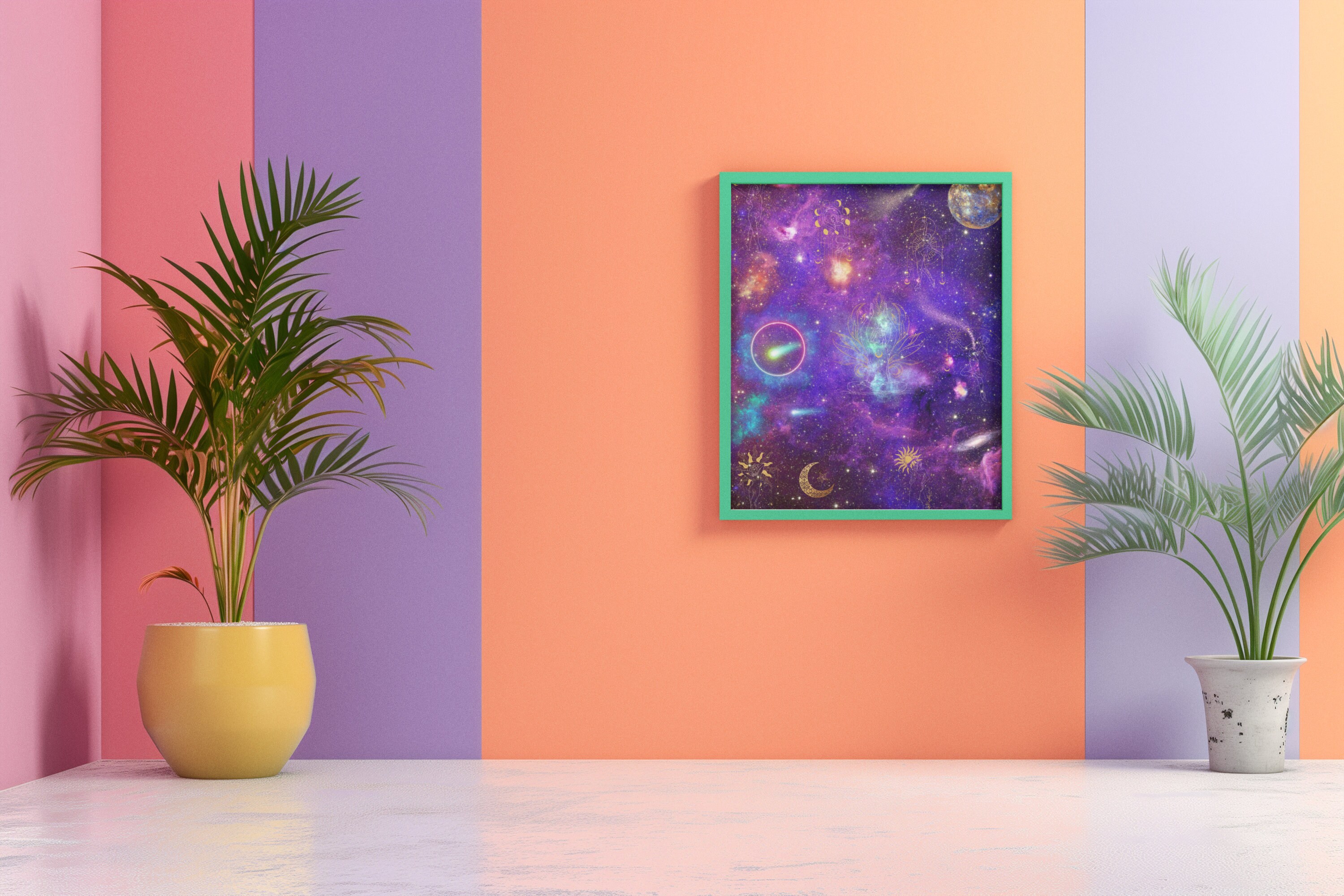 Space Goddess Art Print, Celestial Portrait, Cosmic Wall Decor, Galaxy ...