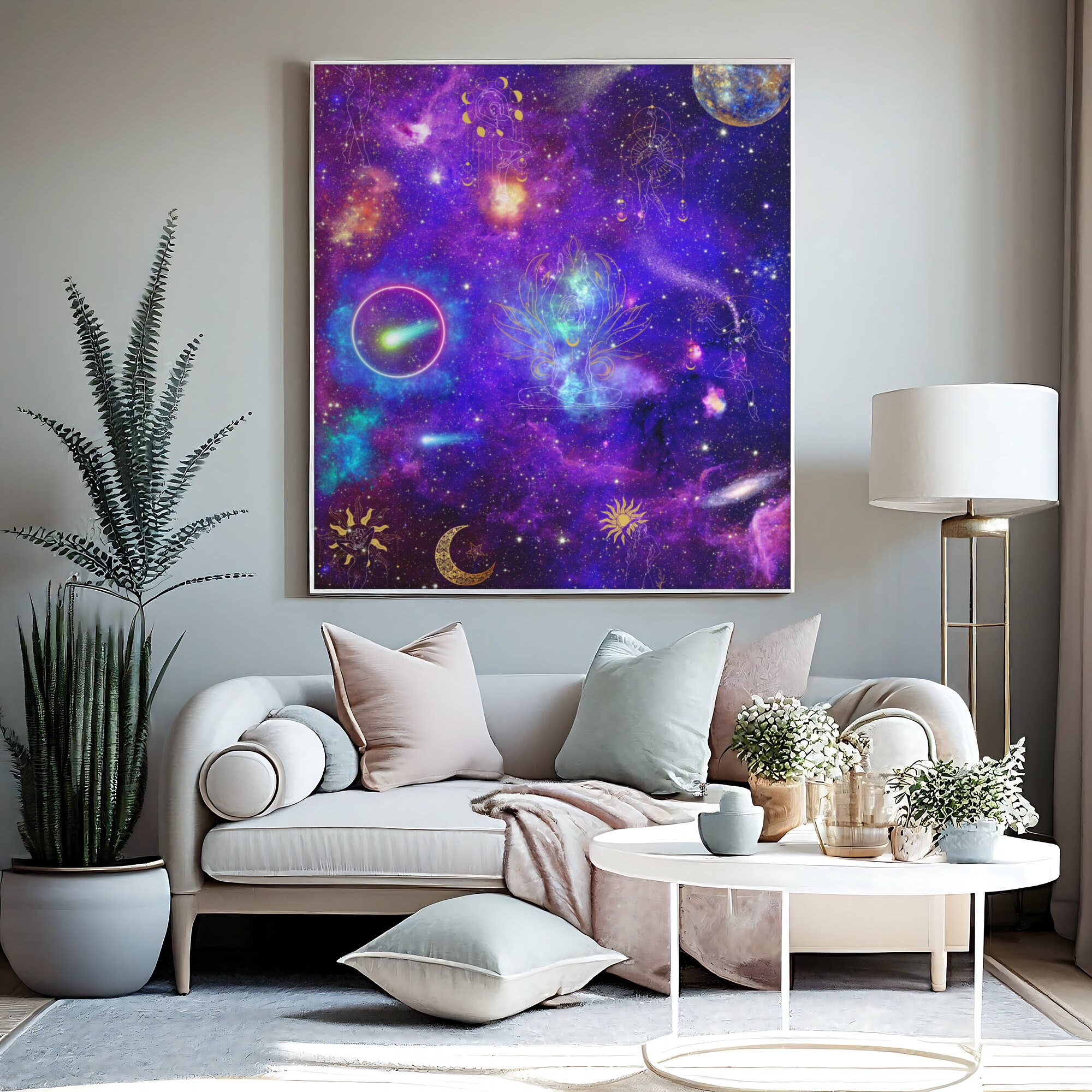 Space Goddess Art Print, Celestial Portrait, Cosmic Wall Decor, Galaxy ...